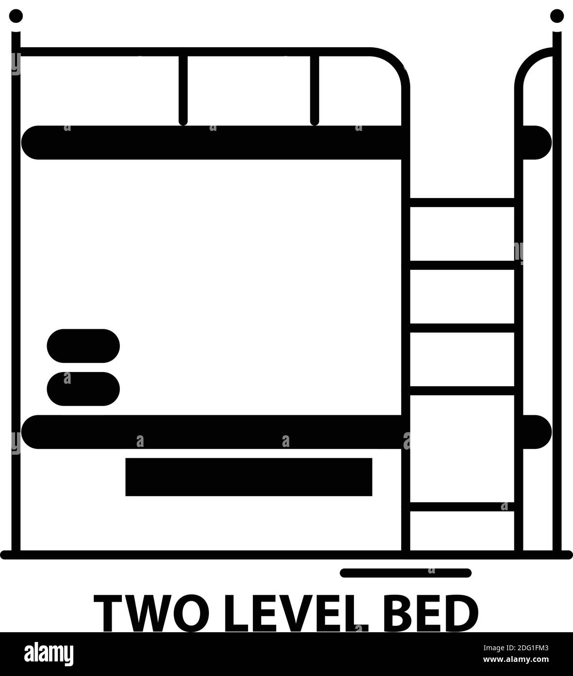 two level bed icon, black vector sign with editable strokes, concept ...