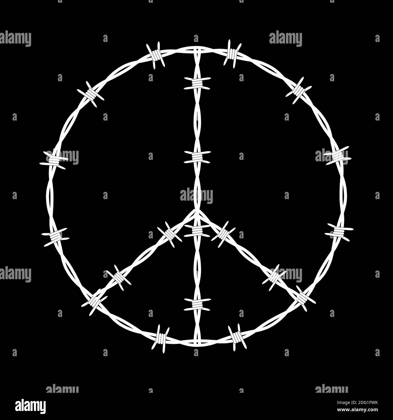 Pacific sign conclusion symbol, sign. Barbed wire isolated background ...