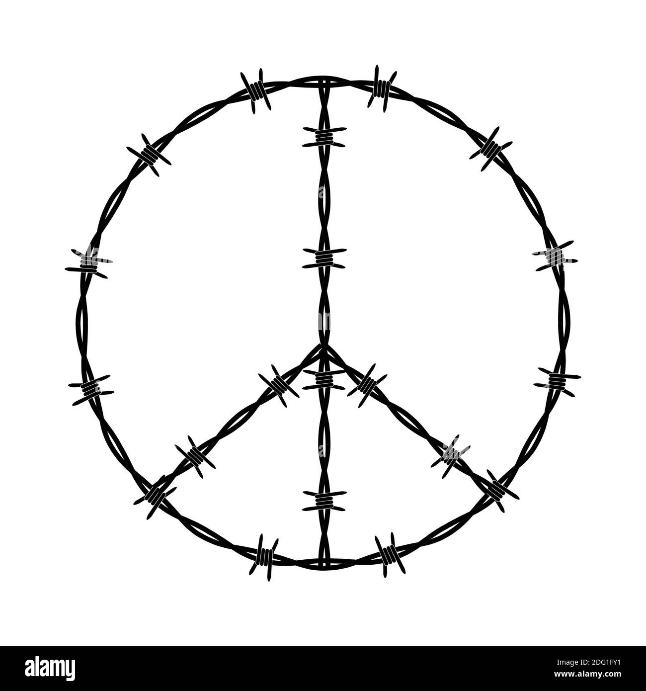 Pacific sign conclusion symbol, sign. Barbed wire isolated background ...