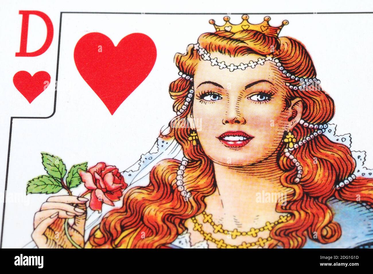 Playing card heart lady detail Stock Photo - Alamy