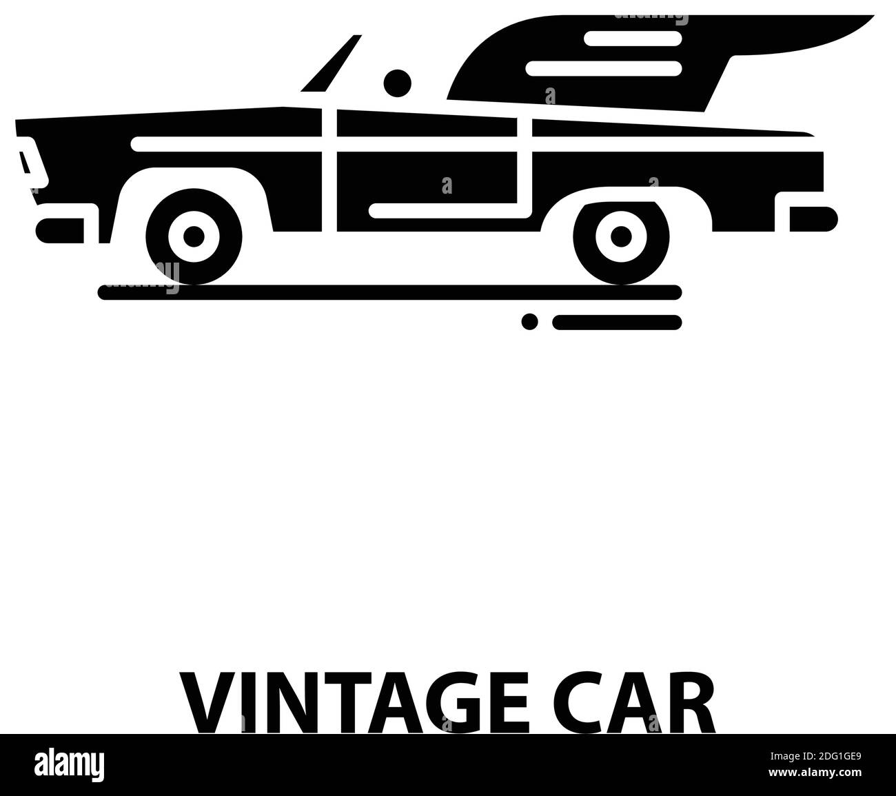 vintage car icon, black vector sign with editable strokes, concept ...