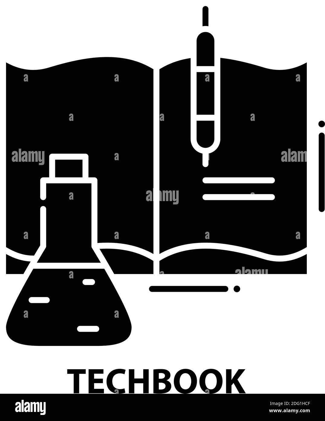 techbook icon, black vector sign with editable strokes, concept ...