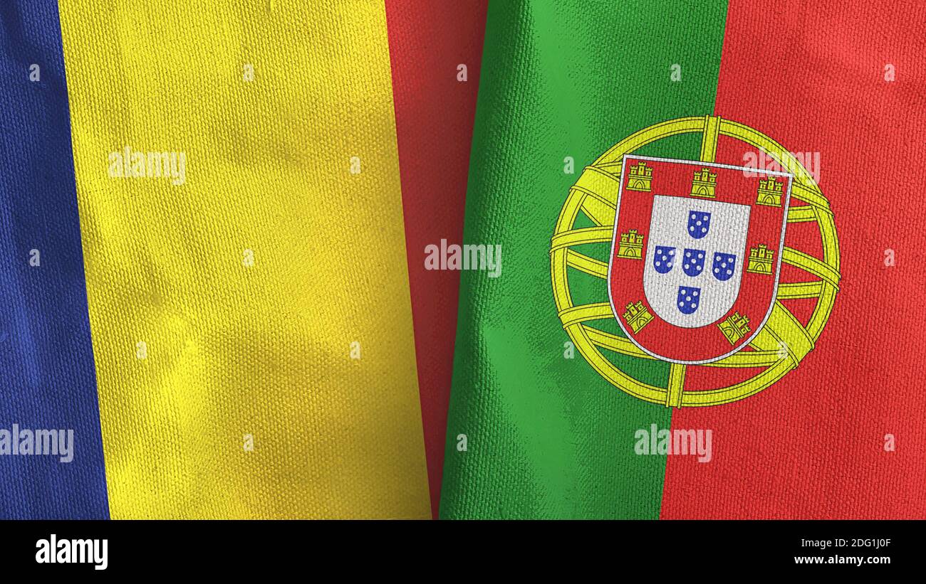 Portugal and Chad two flags textile cloth 3D rendering Stock Photo - Alamy