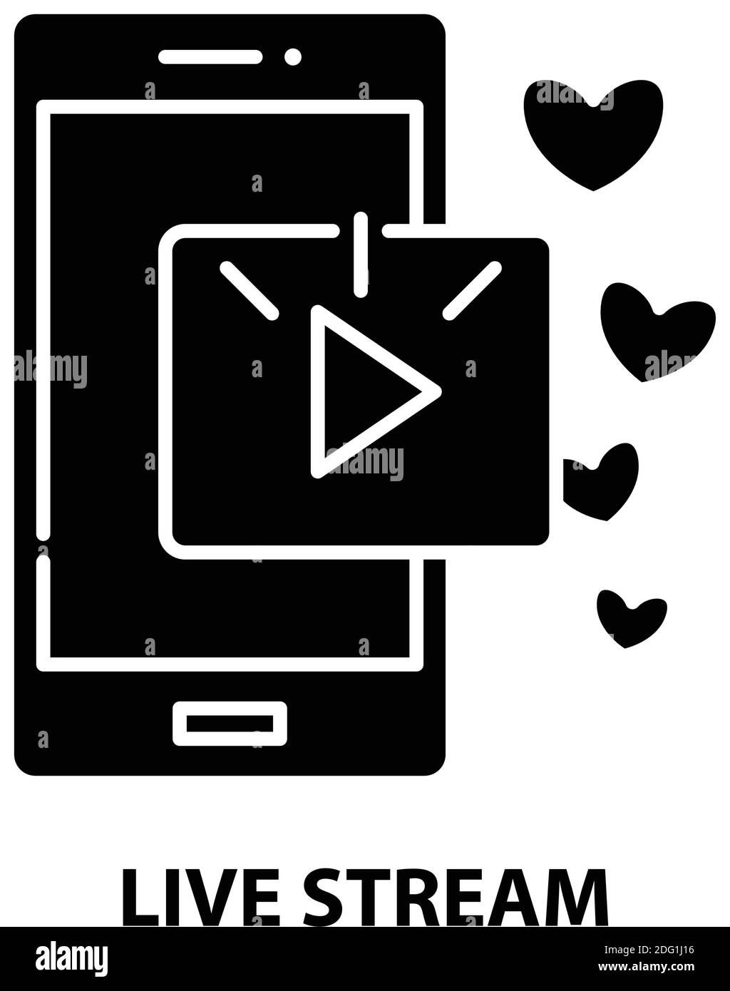 live stream icon, black vector sign with editable strokes, concept ...