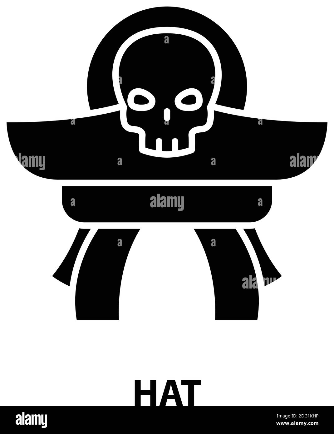 hat icon, black vector sign with editable strokes, concept illustration ...