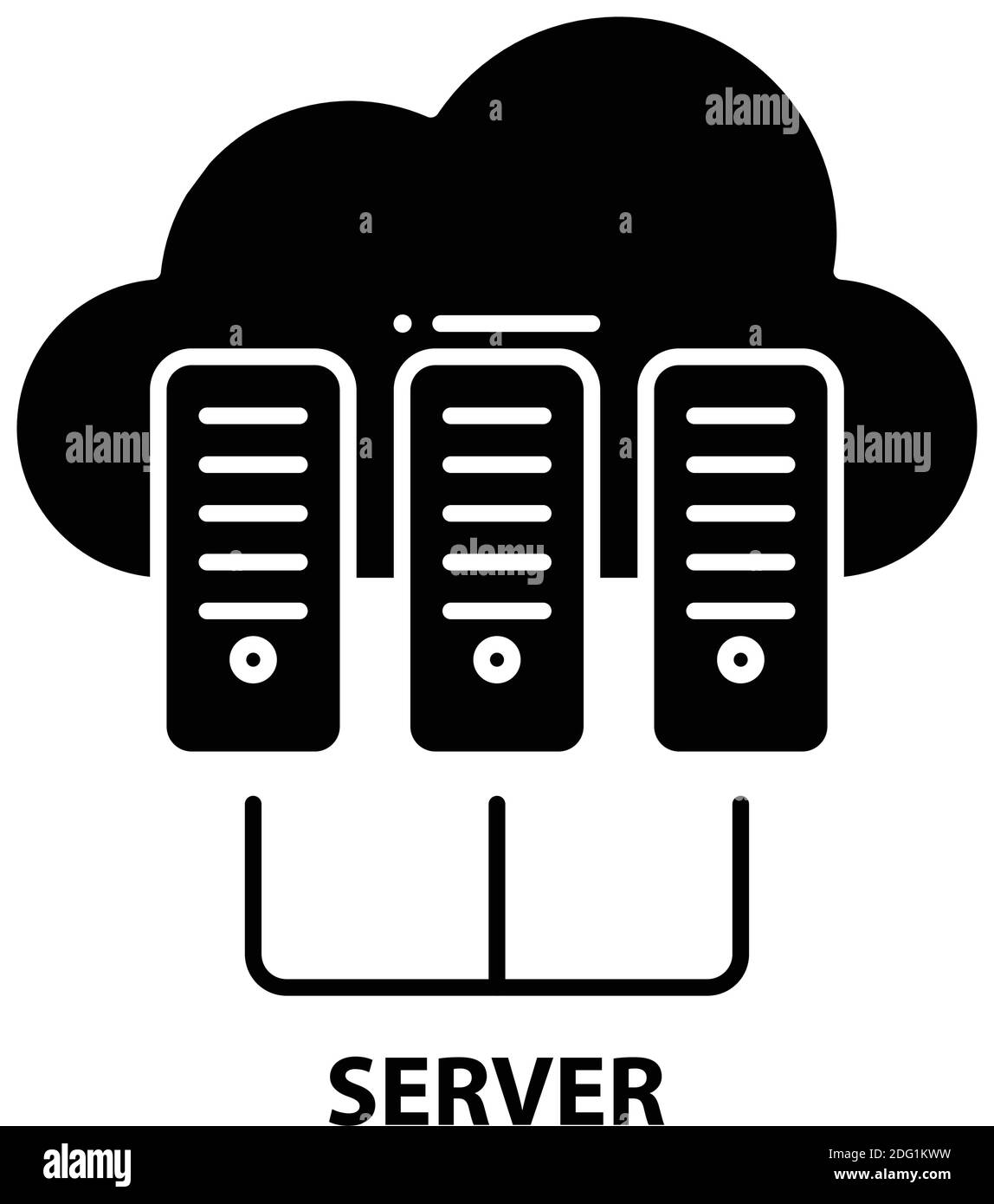 server icon, black vector sign with editable strokes, concept symbol ...