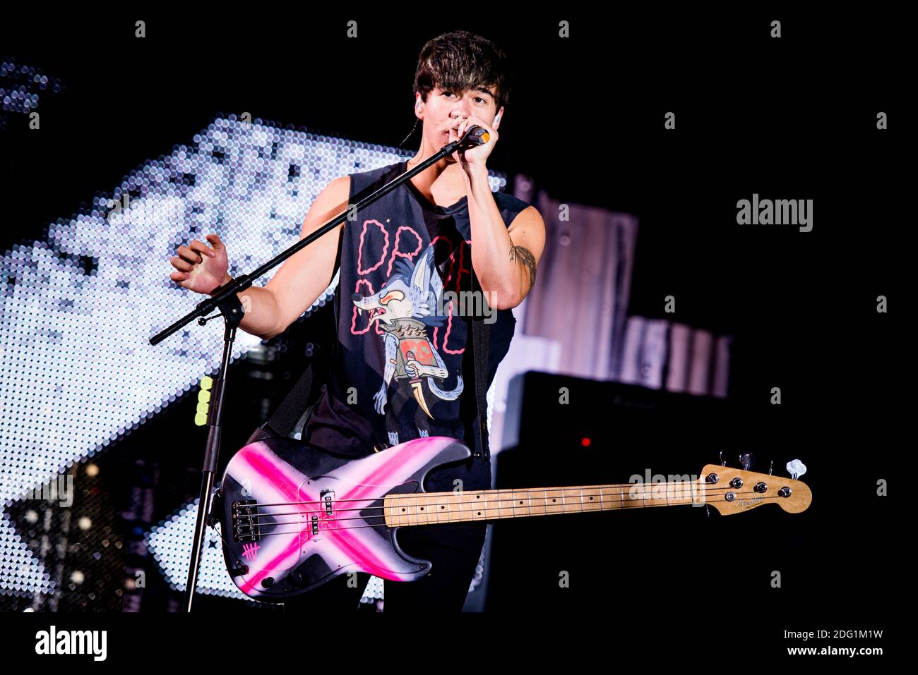 Calum Hood, of the Australian pop-rock band 5 Seconds Of Summer ...