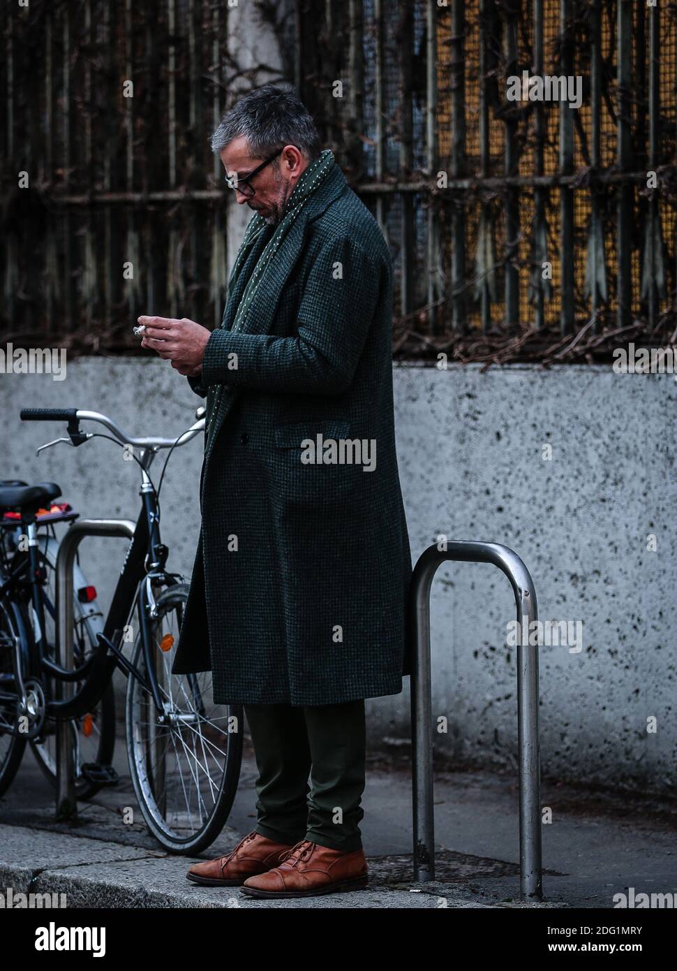 MILAN, Italy- February 21 2020: Nick Sullivan on the street in Milan ...