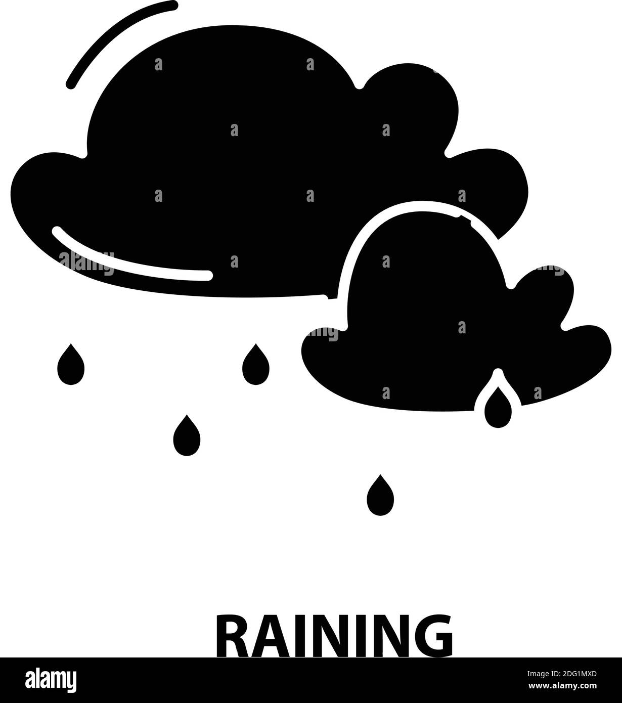 raining icon, black vector sign with editable strokes, concept ...