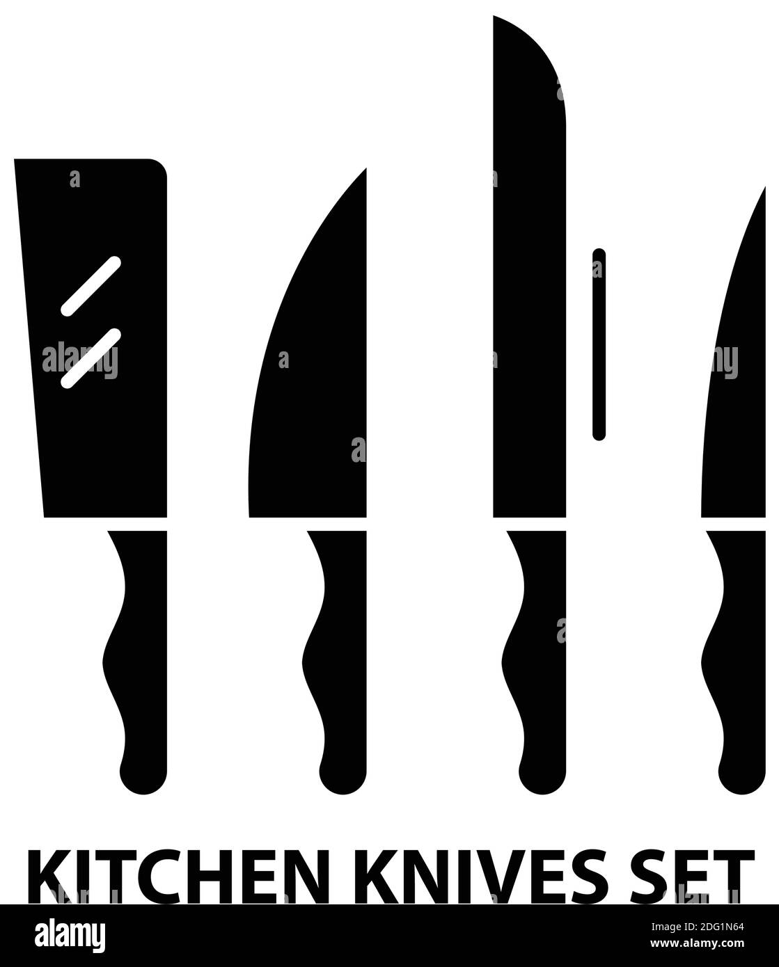 kitchen knives set icon, black vector sign with editable strokes ...