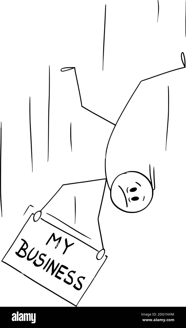 Vector cartoon stick figure illustration of man or businessman falling ...