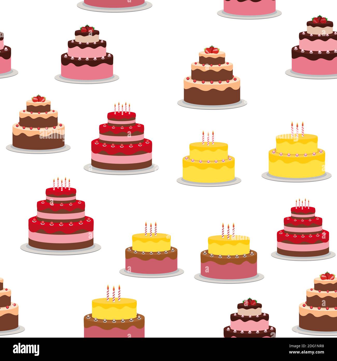 Birthday Cake Seamless Pattern Background Illustration Stock Photo - Alamy