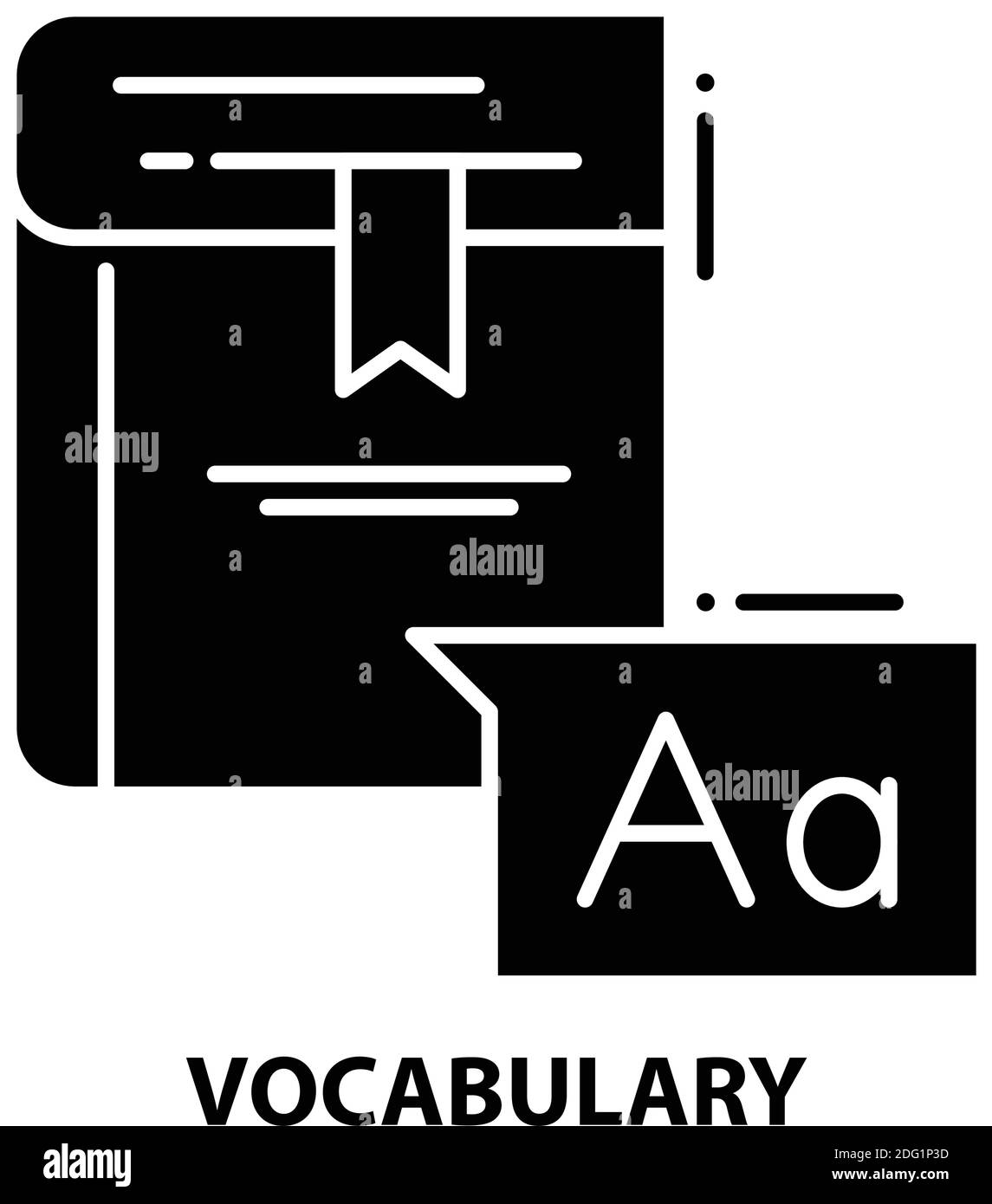 vocabulary icon, black vector sign with editable strokes, concept ...