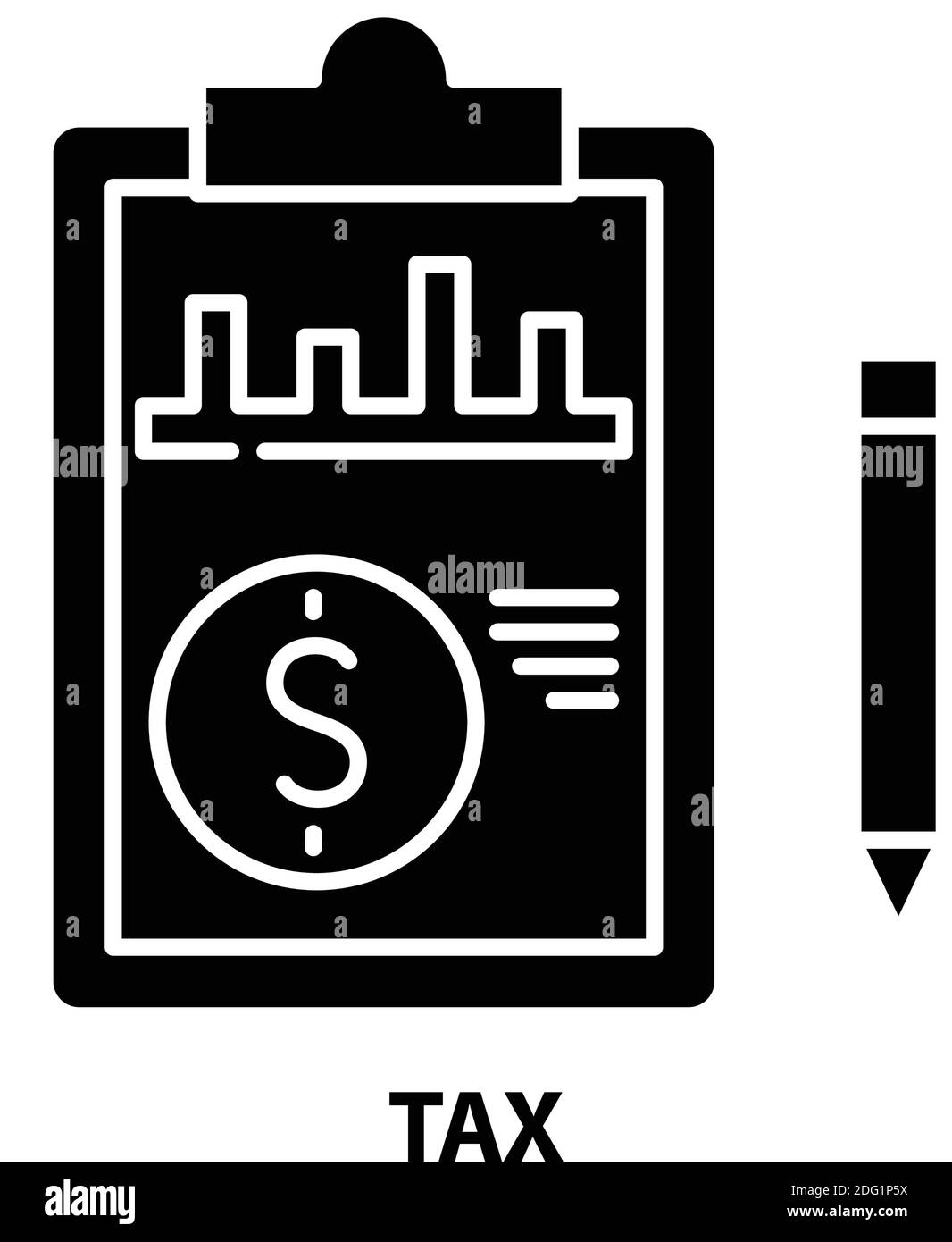tax icon, black vector sign with editable strokes, concept illustration ...