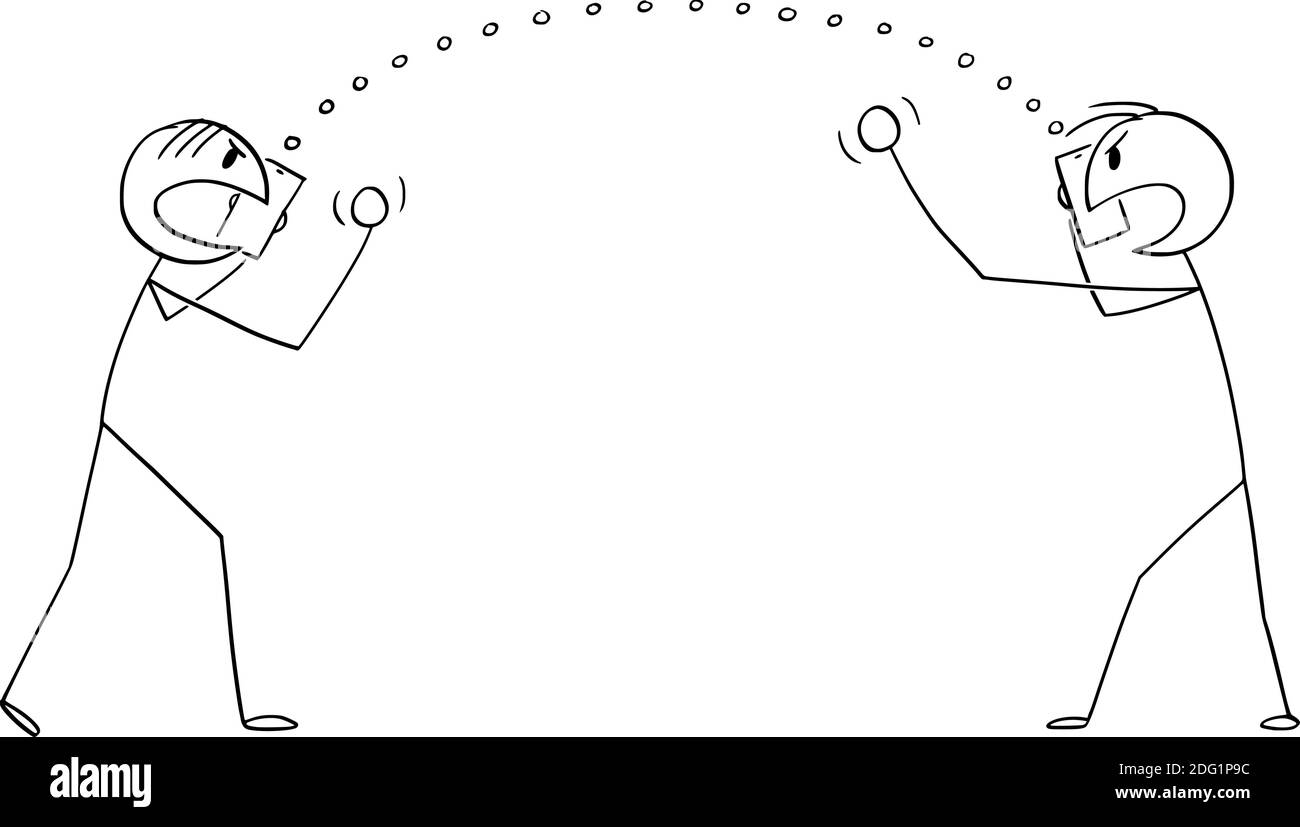 Vector cartoon stick figure illustration of two angry men or ...