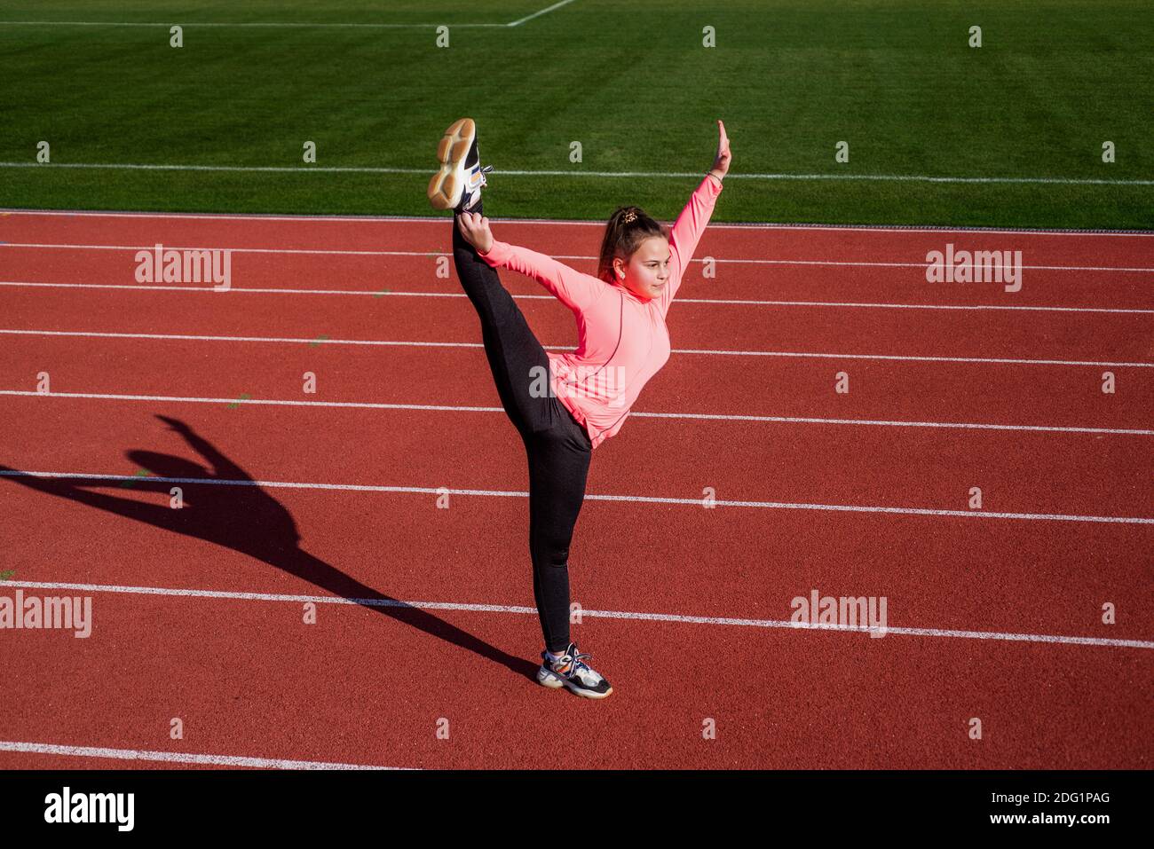 Stretching away the stress. child training at school physical education ...