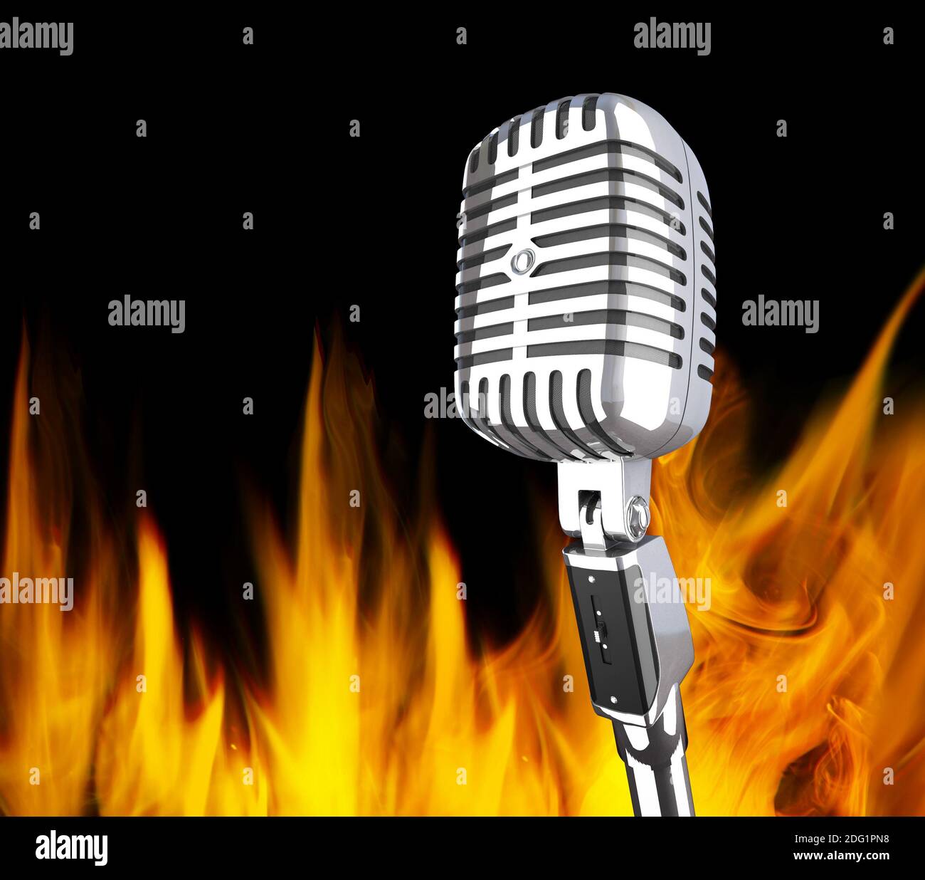 Microphone in the fire Stock Photo - Alamy
