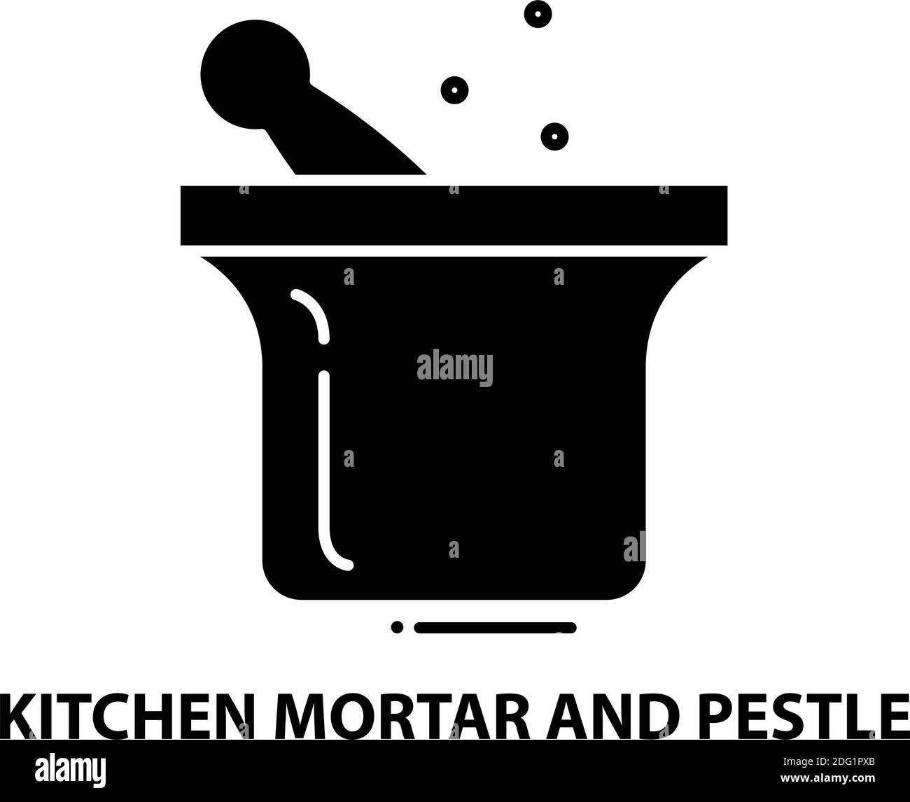 kitchen mortar and pestle icon, black vector sign with editable strokes ...