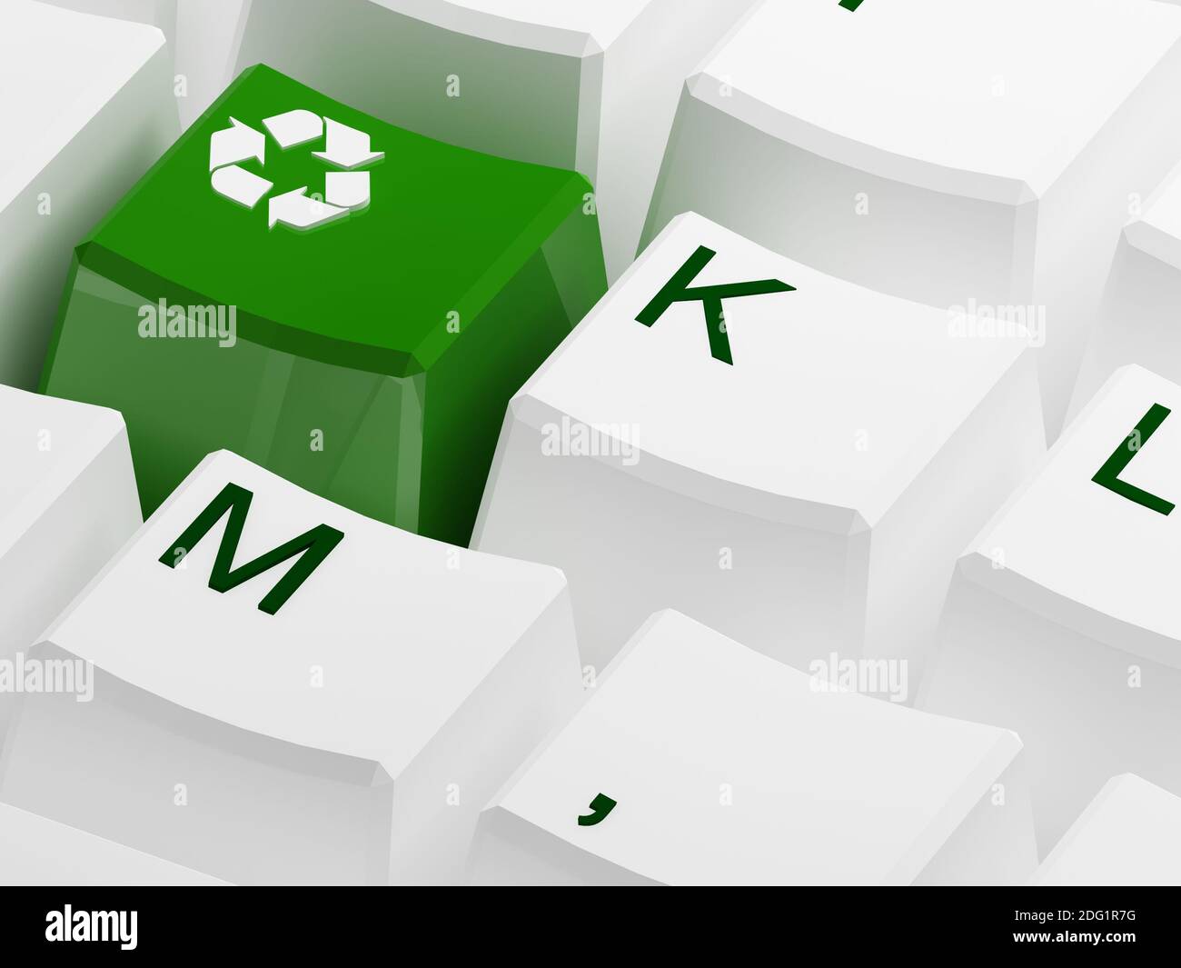 Recycle symbol button on white keyboard Stock Photo - Alamy