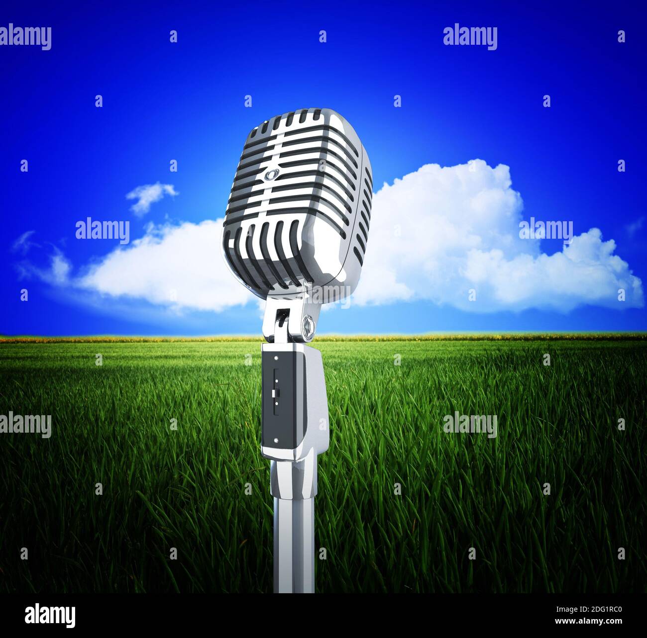 Vintage microphone and nature Stock Photo - Alamy