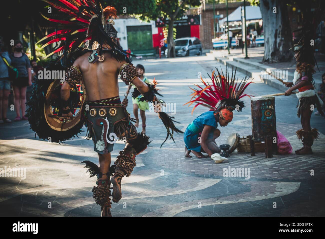 Traditional ritual of Mayan's warrior dance Stock Photo - Alamy