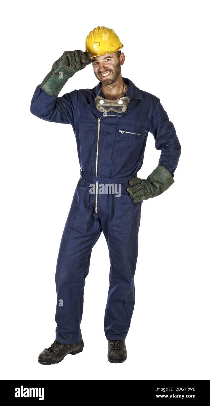 Standing manual worker isolated Stock Photo - Alamy