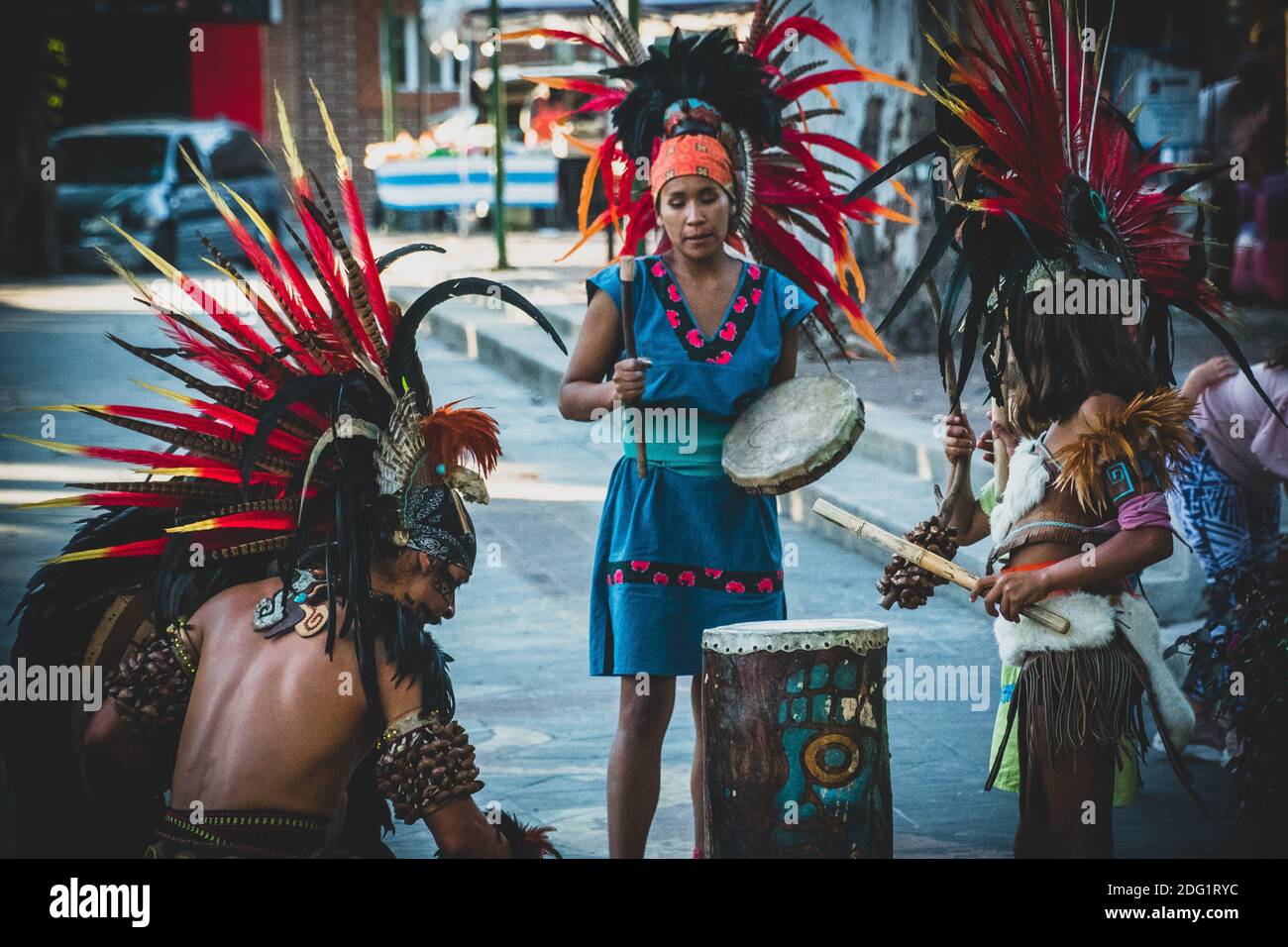 Traditional ritual of Mayan's warrior dance Stock Photo - Alamy