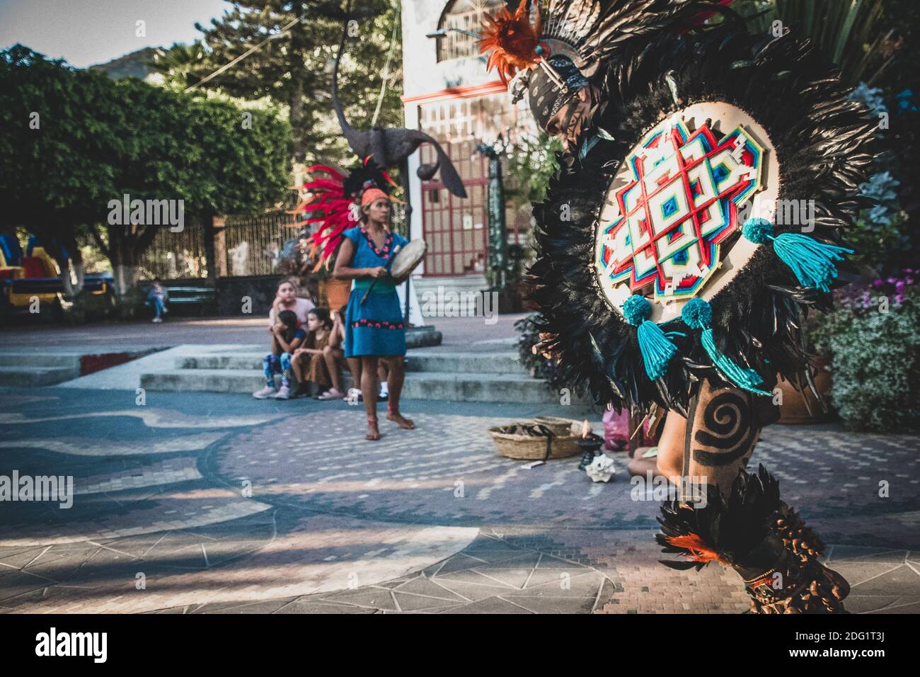 Traditional ritual of Mayan's warrior dance Stock Photo - Alamy