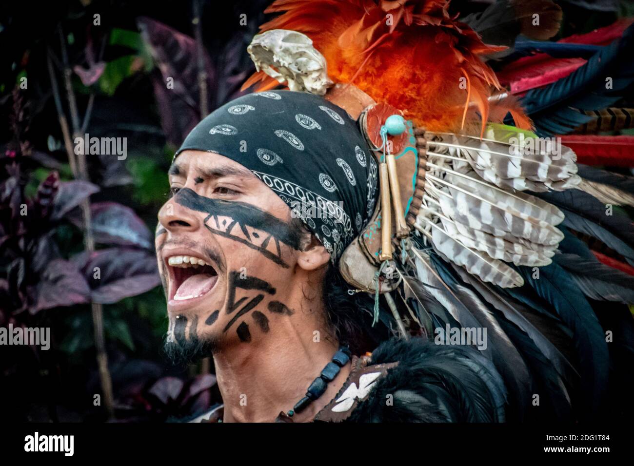 Traditional ritual of Mayan's warrior dance Stock Photo - Alamy