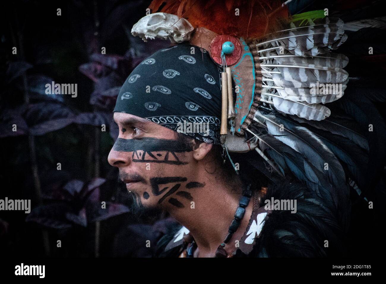 Traditional ritual of Mayan's warrior dance Stock Photo - Alamy