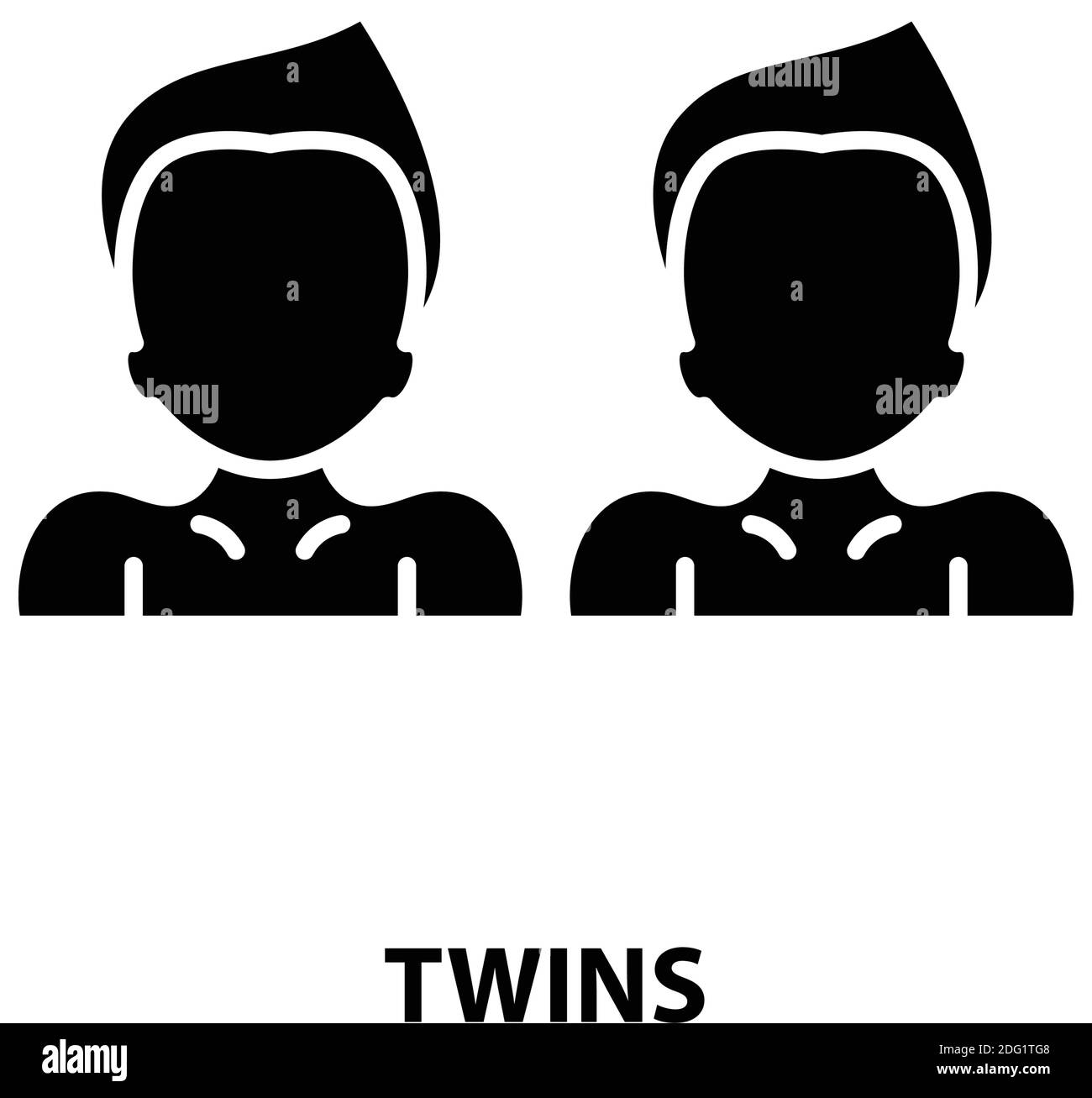 twins icon, black vector sign with editable strokes, concept ...