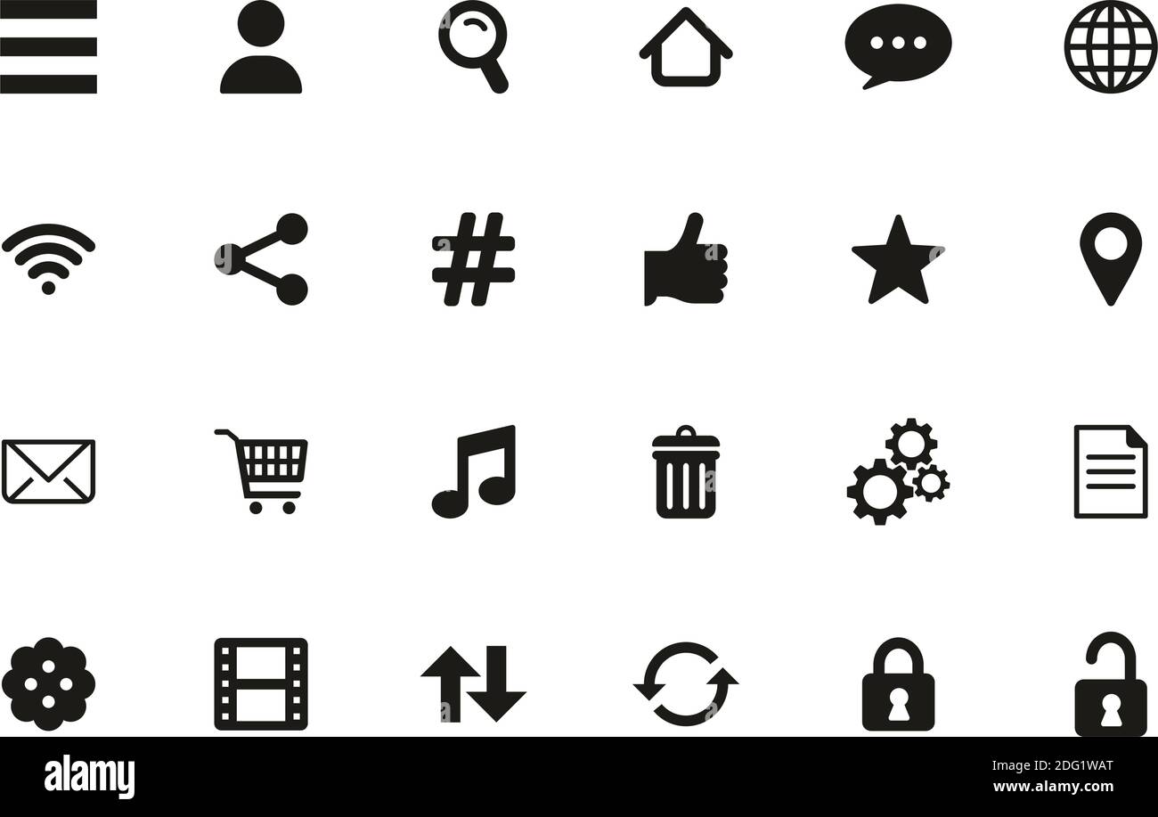 Toolbar & Menu Icons Black & White Set Big Stock Vector Image & Art - Alamy