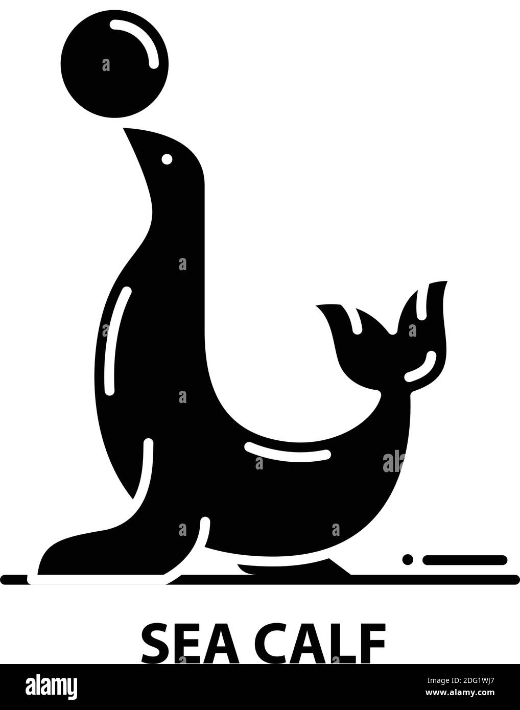 sea calf icon, black vector sign with editable strokes, concept ...