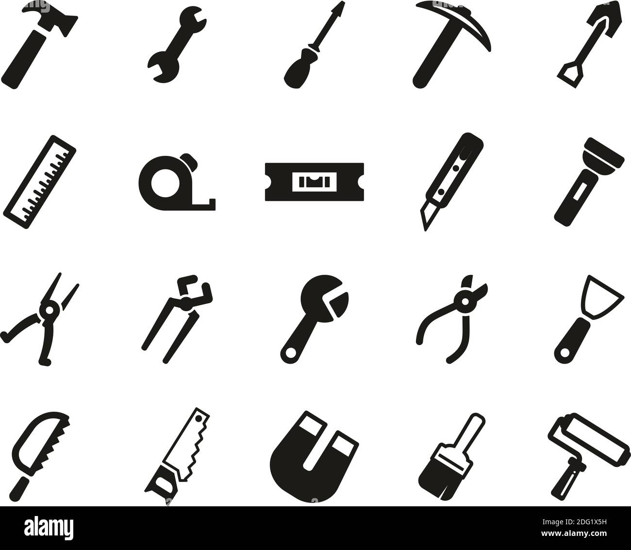 Tools Icons Black & White Set Big Stock Vector Image & Art - Alamy