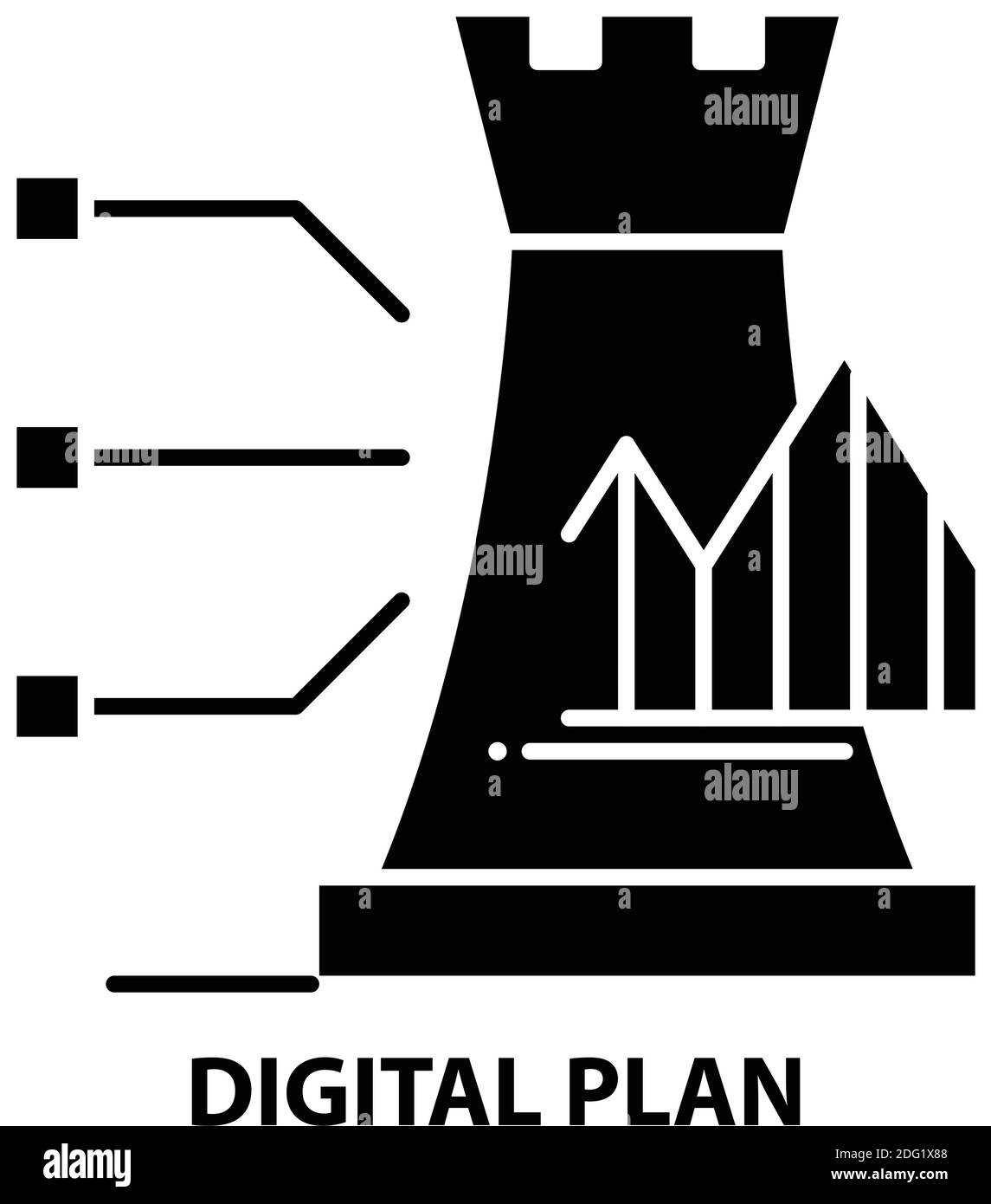 digital plan icon, black vector sign with editable strokes, concept ...