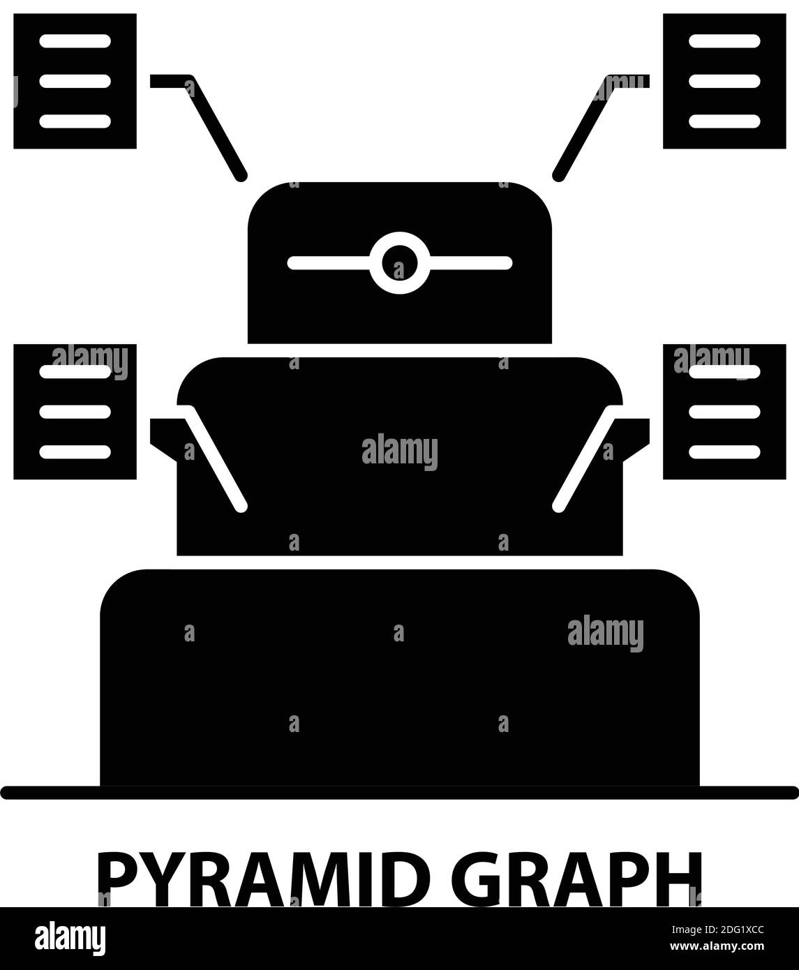pyramid graph icon, black vector sign with editable strokes, concept ...