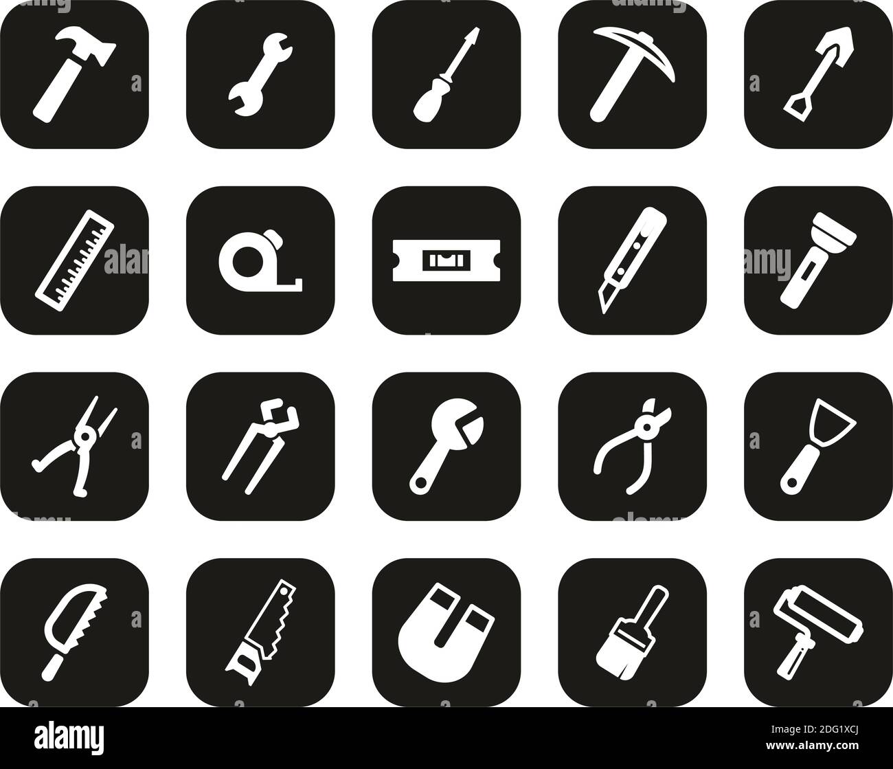 Tools Icons White On Black Flat Design Set Big Stock Vector Image & Art ...