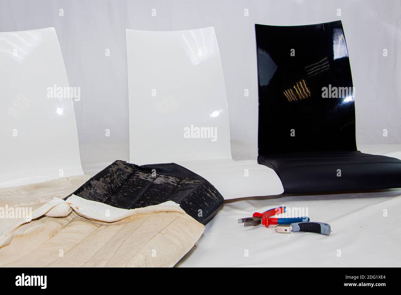 black and white chair after repair, furniture repair, restoration Stock ...