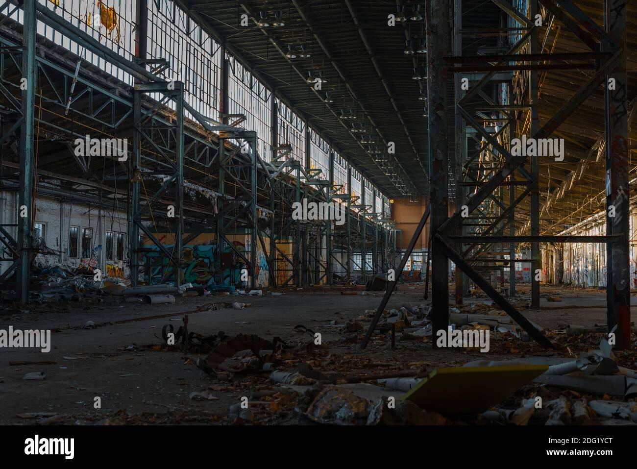 Old abandoned and dilapidated factory building from the inside, old ...