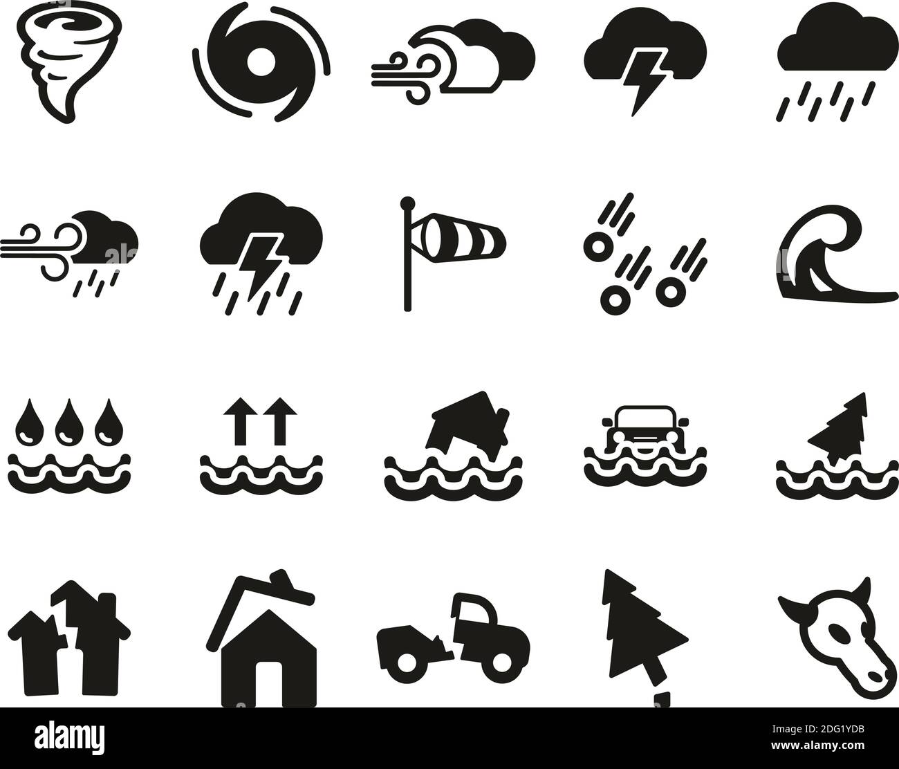 Tornado Or Hurricane Icons Black & White Set Big Stock Vector Image ...