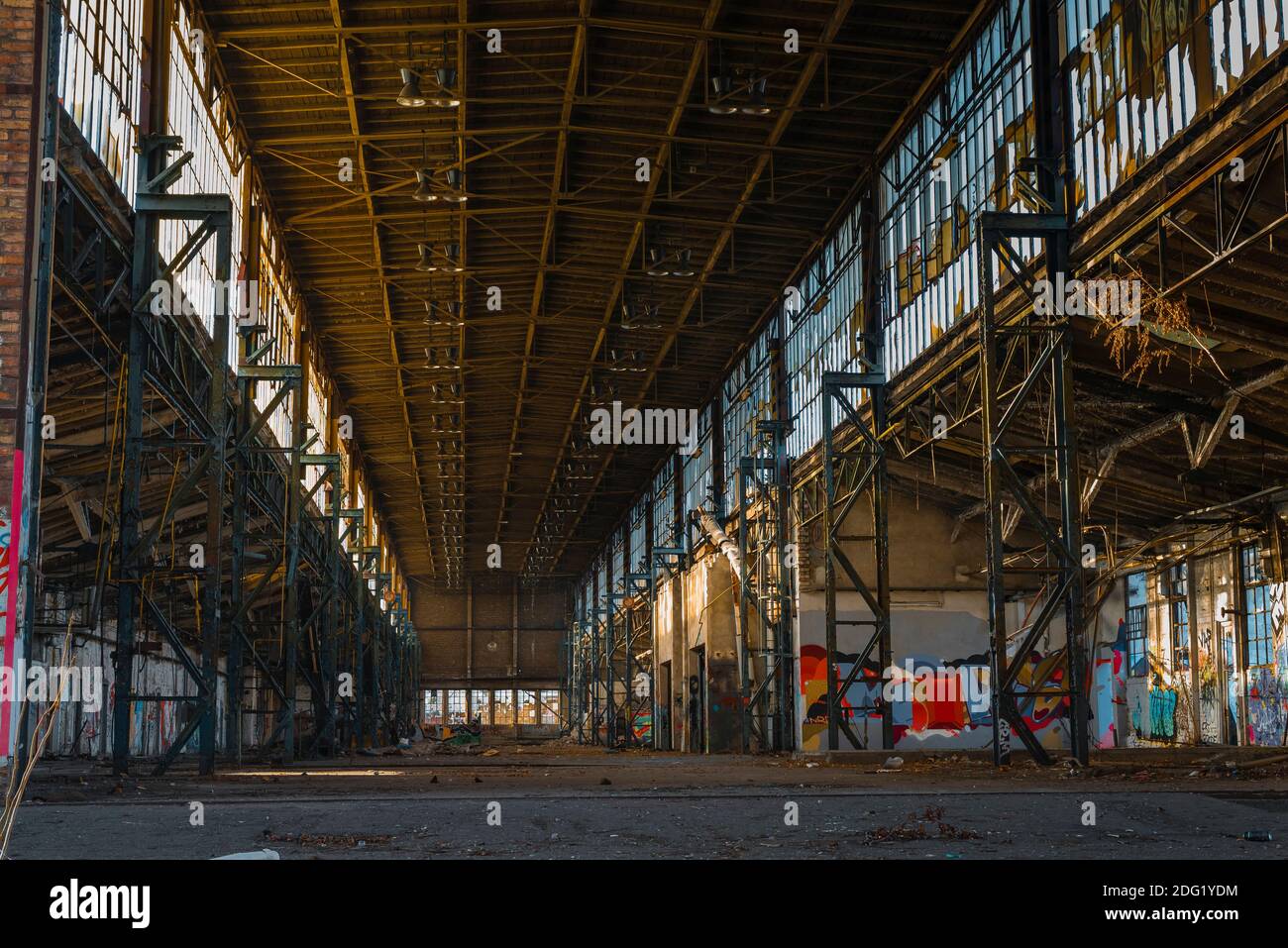 Old abandoned and dilapidated factory building from the inside, old ...