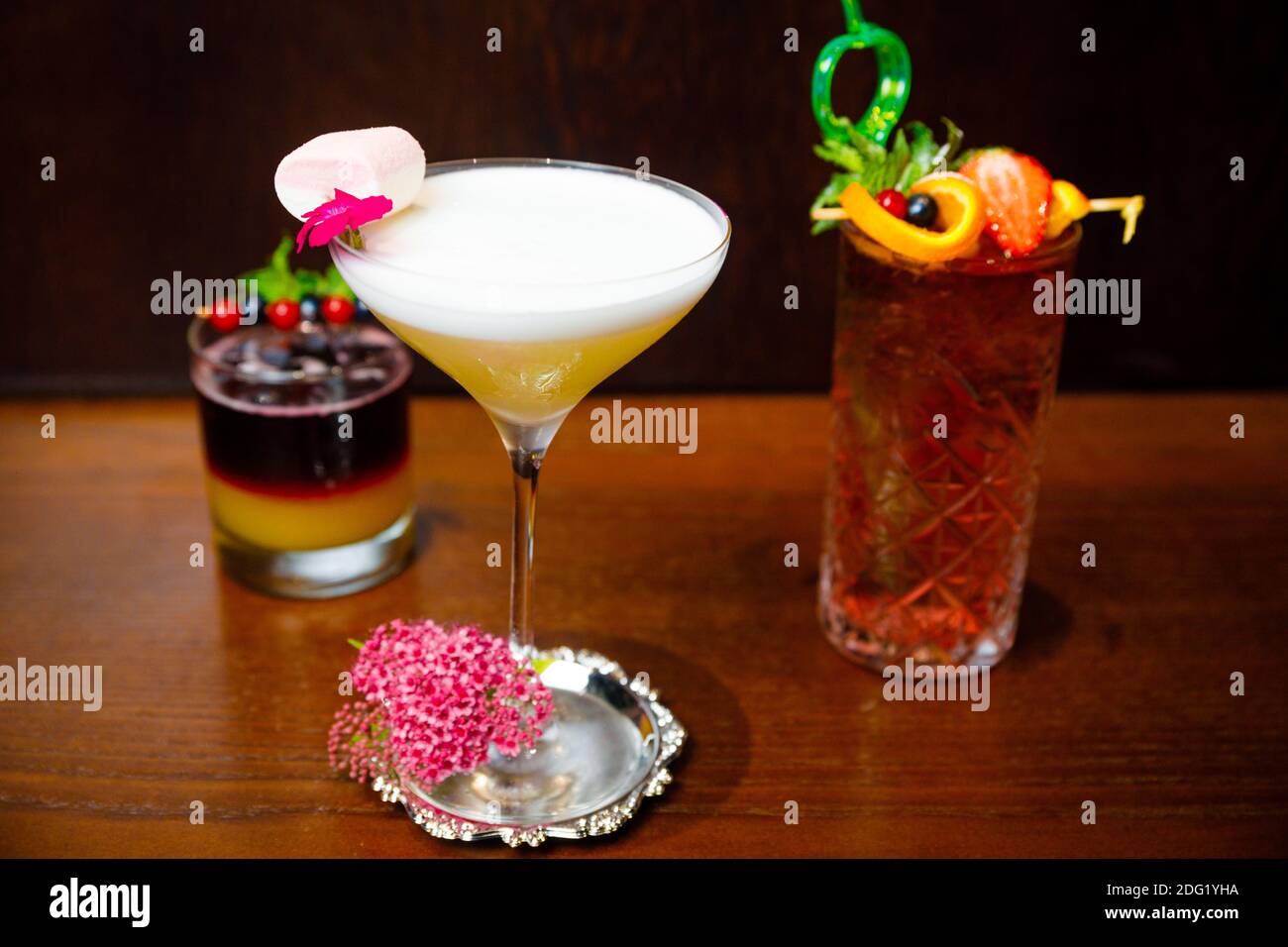 Bright cocktails at the bar to choose from the bartender Stock Photo ...