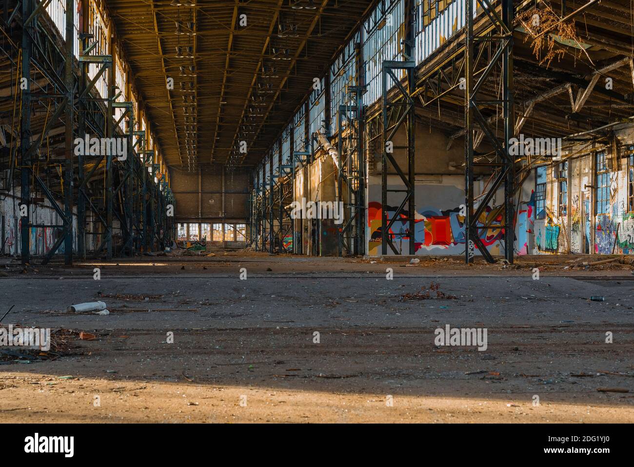 Old abandoned and dilapidated factory building from the inside, old ...