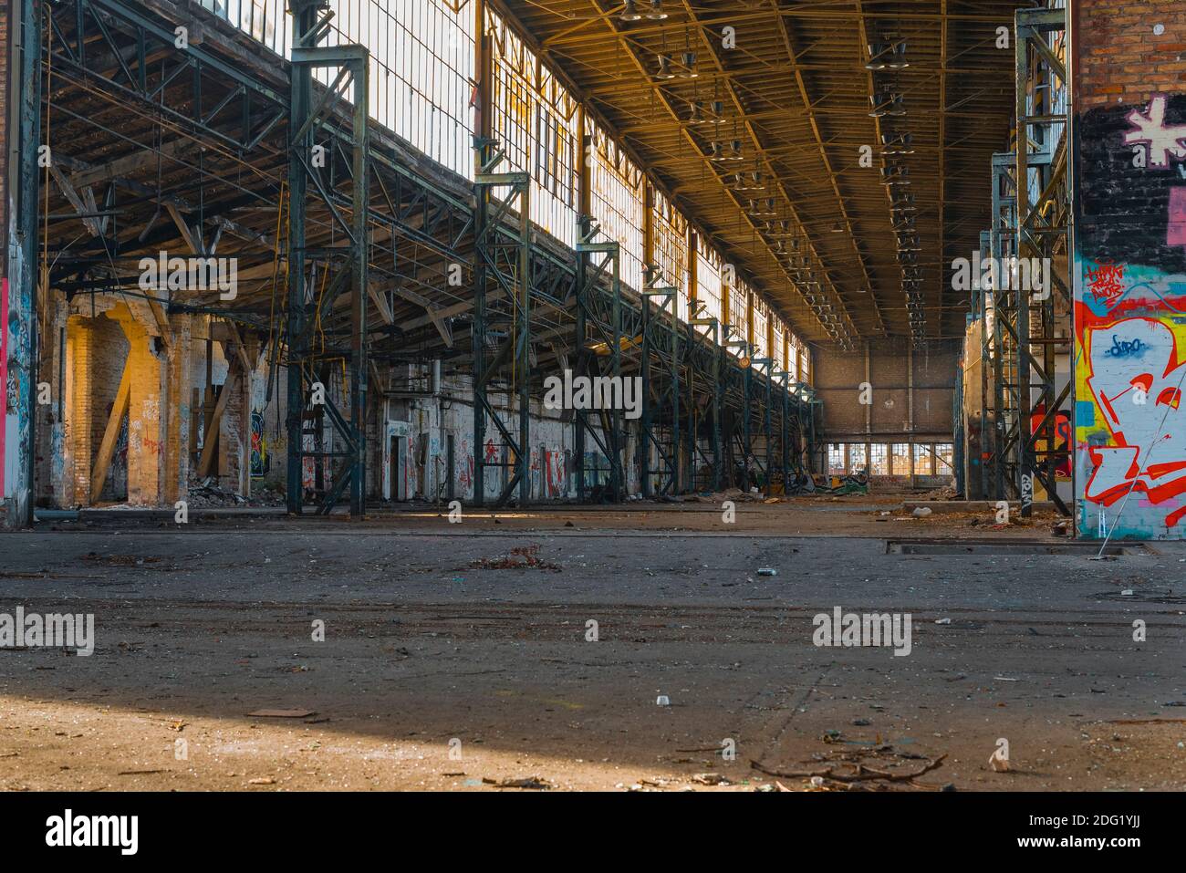 Old abandoned and dilapidated factory building from the inside, old ...