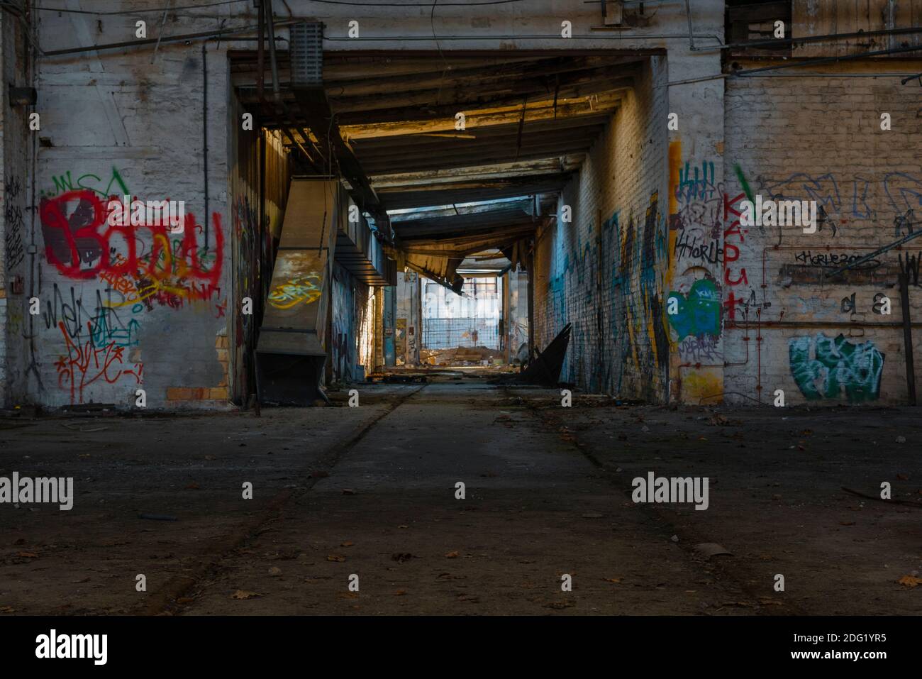 Old abandoned and dilapidated factory building from the inside, old ...