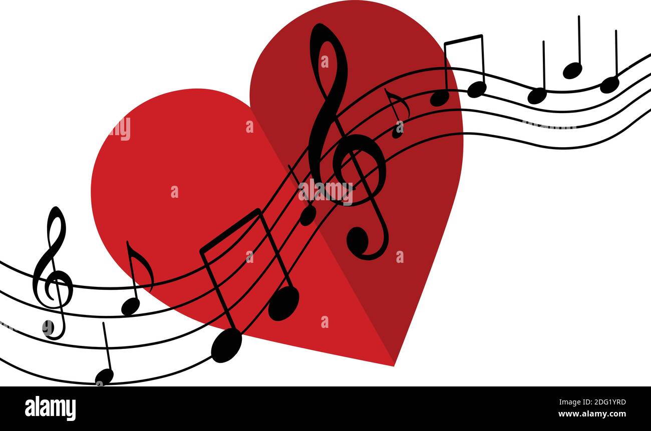 Heart and Musical Notes Stock Vector Image & Art - Alamy