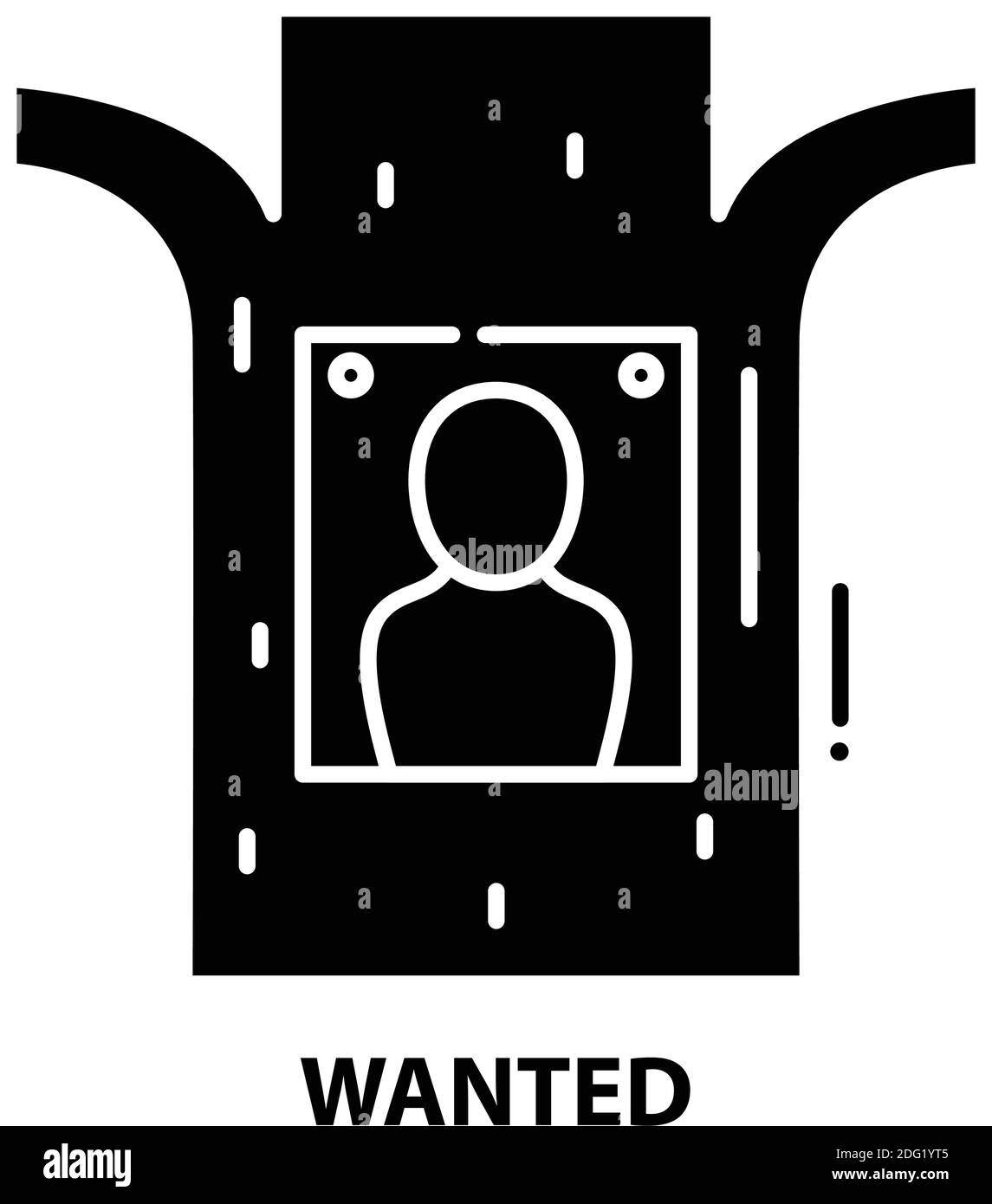 wanted icon, black vector sign with editable strokes, concept symbol ...