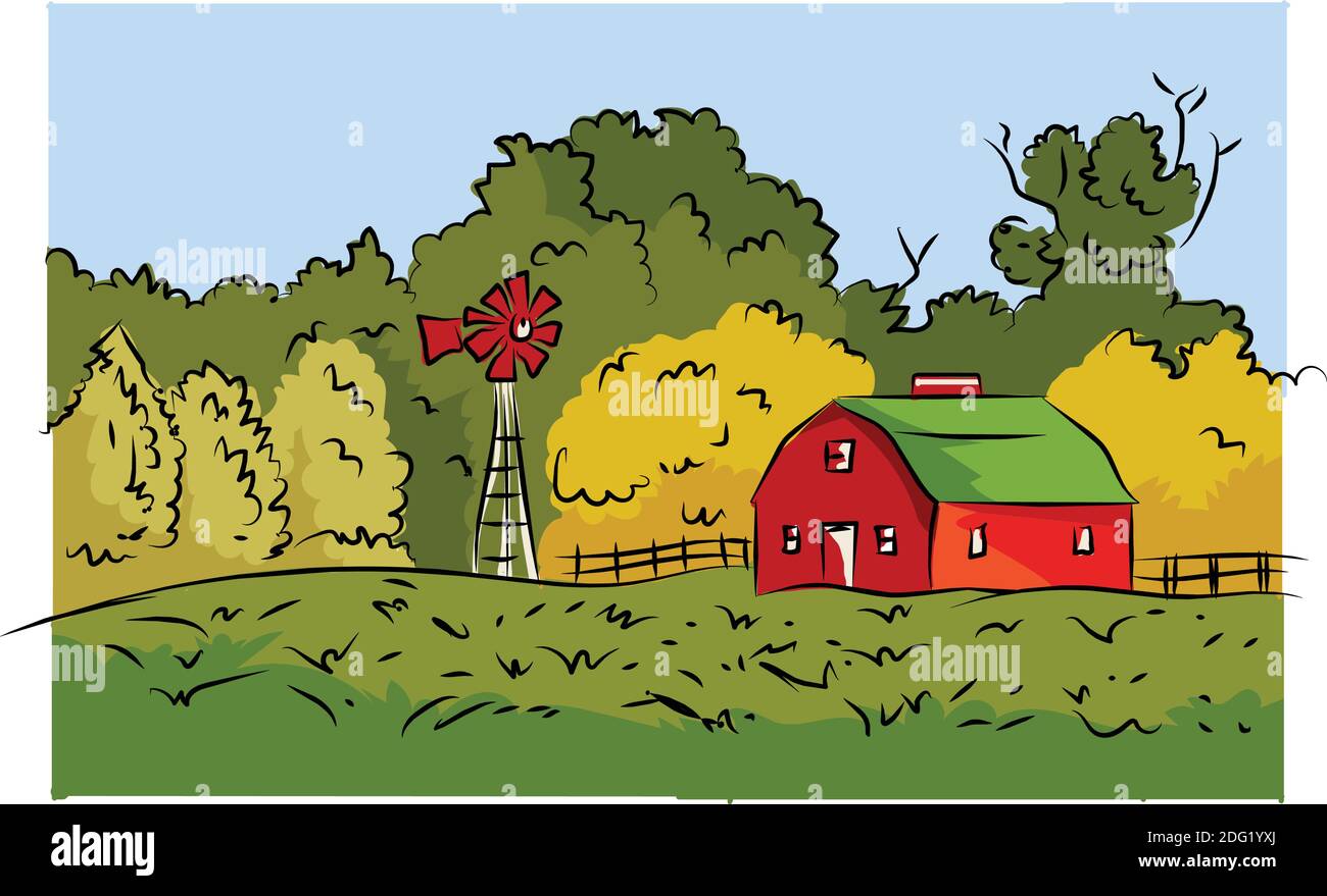 House in farm Stock Vector Images - Alamy