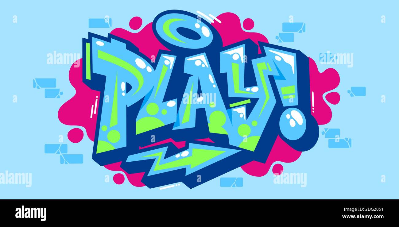 Abstract Word Play Graffiti Style Font Lettering Vector Illustration ...