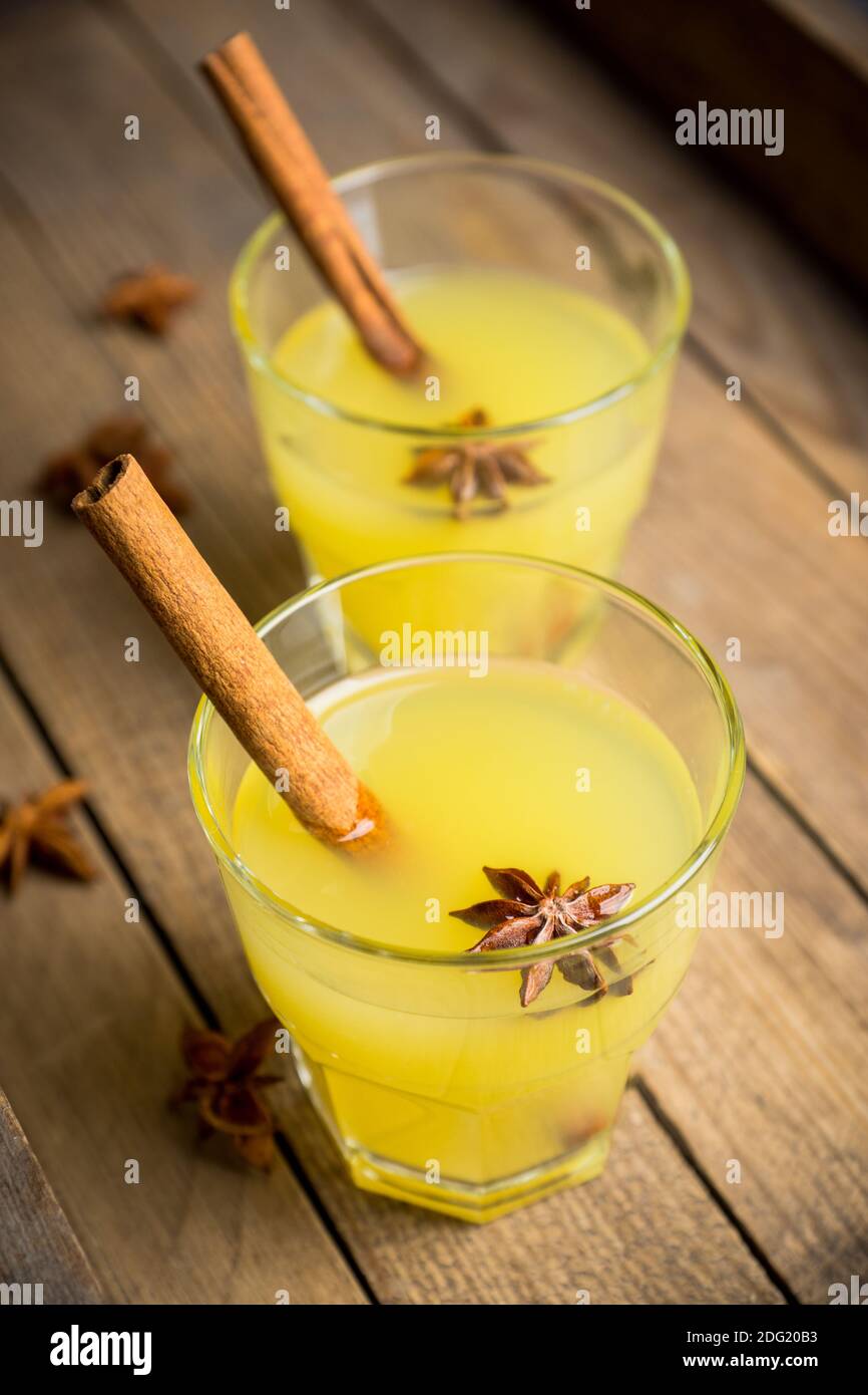 Old fashioned citrus beverage with spices. Selective focus. Shallow ...